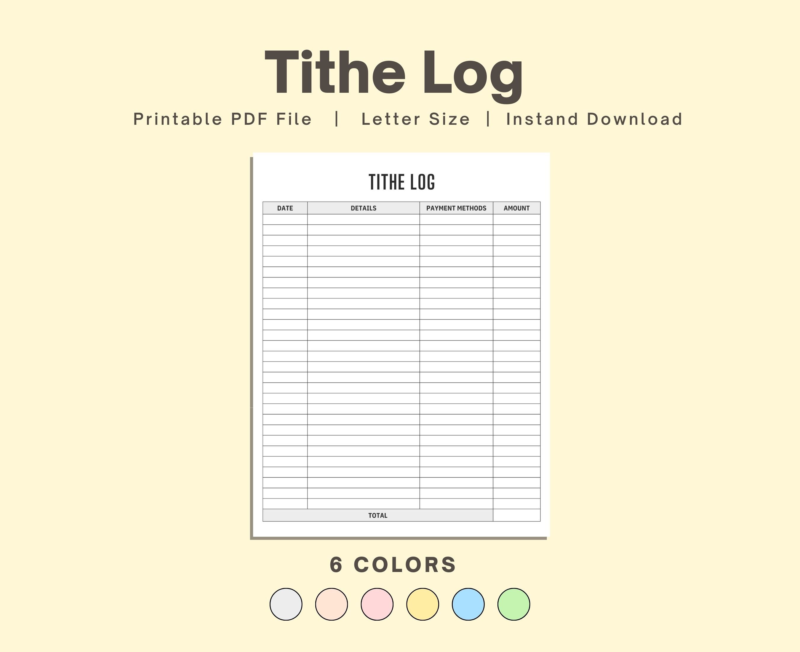Tithe Log. Tithing Tracker. Financial Donation Record. Printable PDF - Etsy