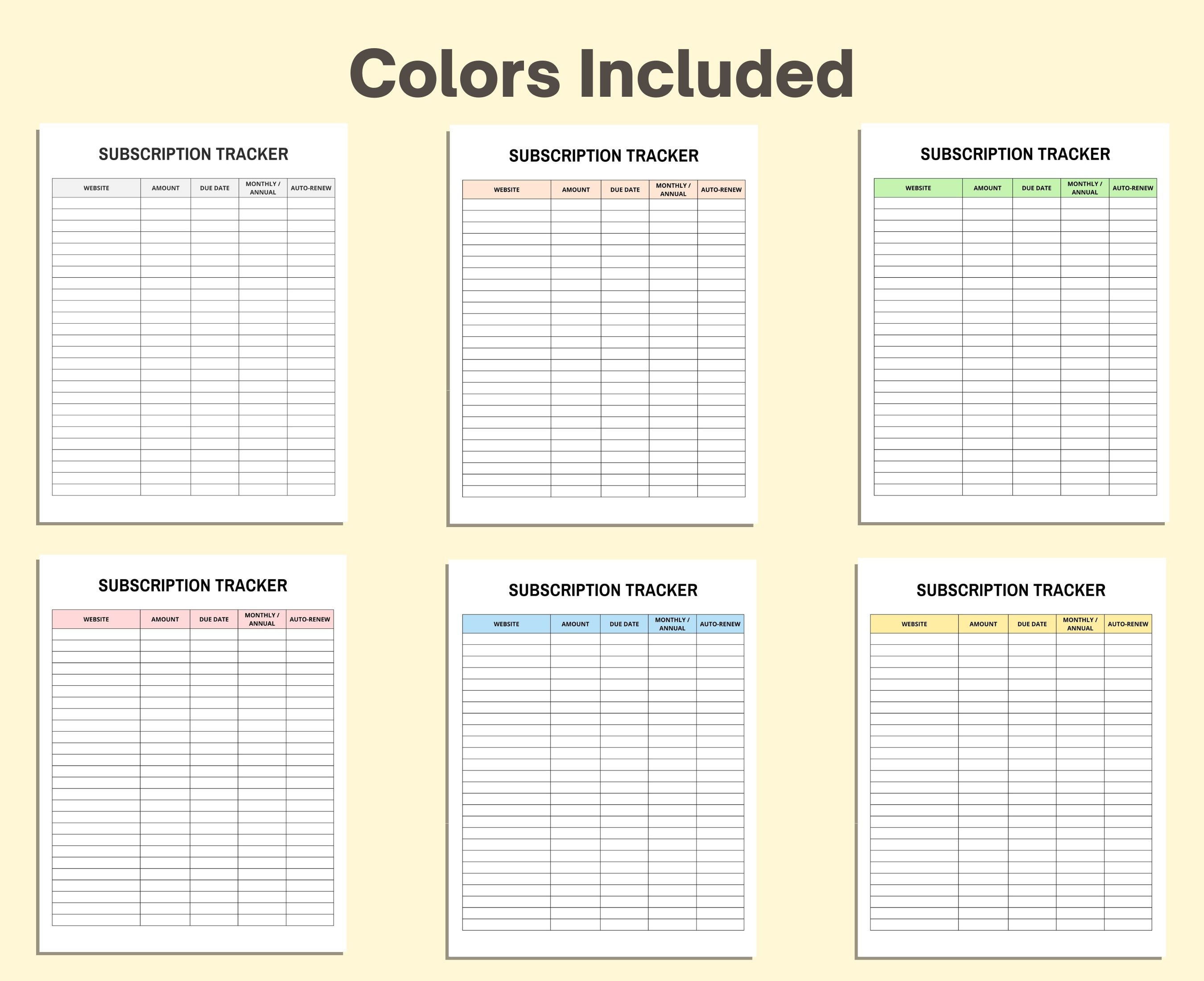 Subscription Tracker. Membership Tracking Sheet. Subscription - Etsy