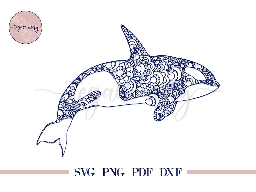 Zentangle Whale Cut File - Orca - Whale Print - Whale SVG - SVG File ...