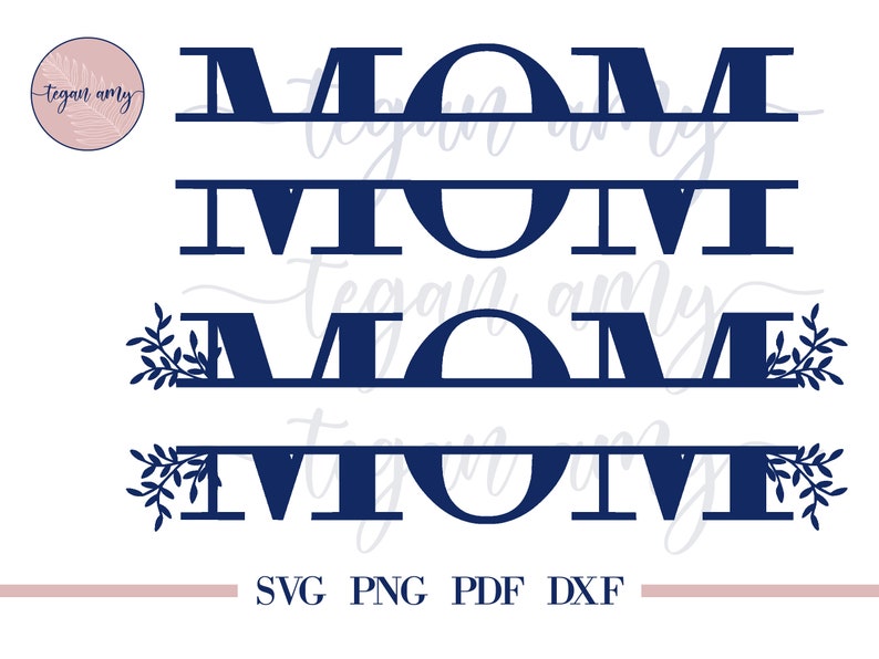 Mom Split Monogram Bundle Svg Cut Files Mothers Day Etsy