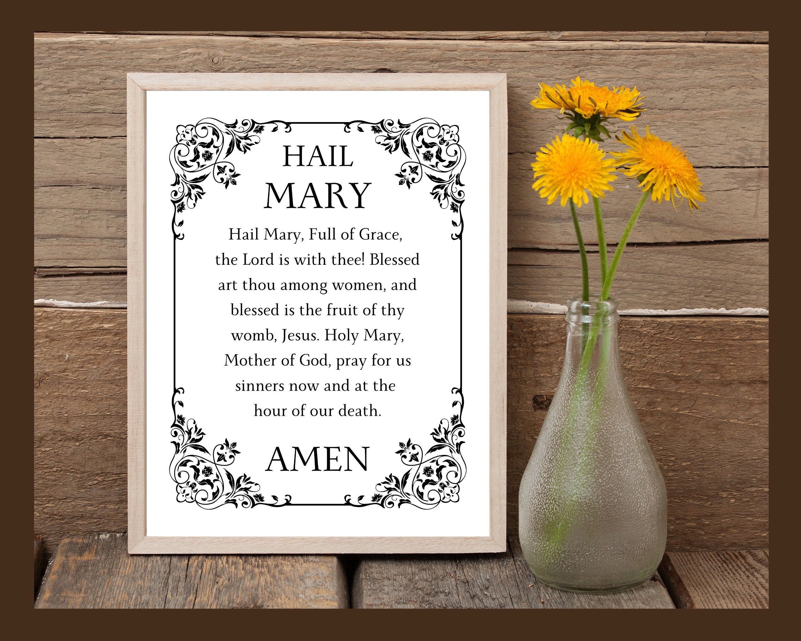 Hail Mary Prayer, Instant Download, Hail Mary Full of Grace, Catholic ...