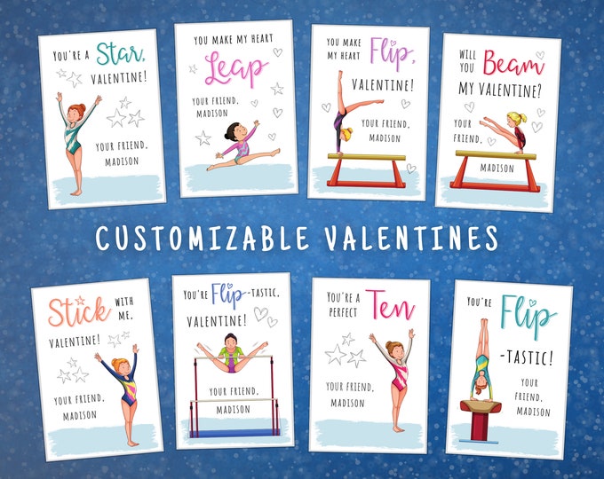 Gymnastics Valentine's Day Cards for Kids | Tumbling Valentines, Dance ...