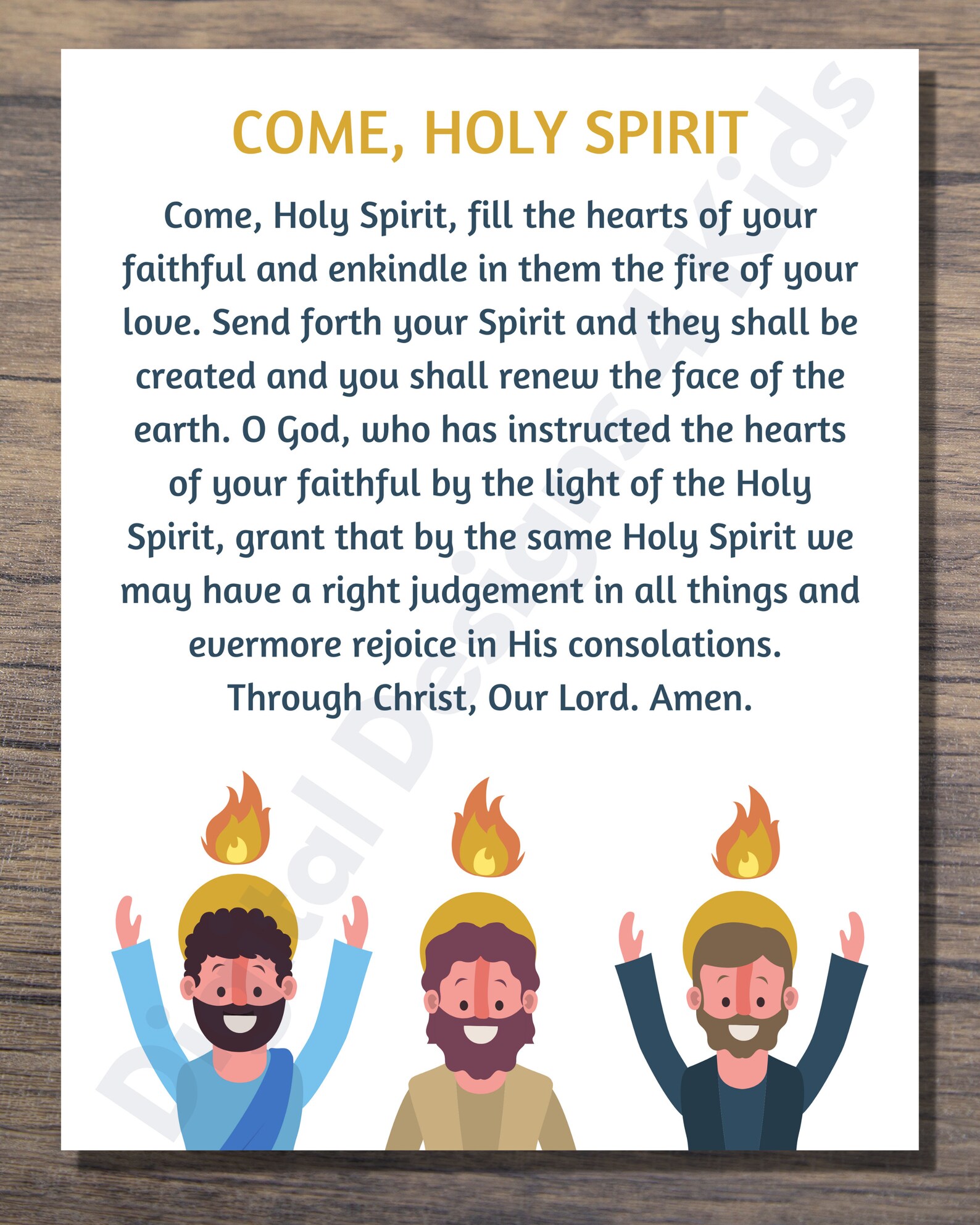 Come Holy Spirit Prayer Print for Kids Religious, Catholic Prayer ...