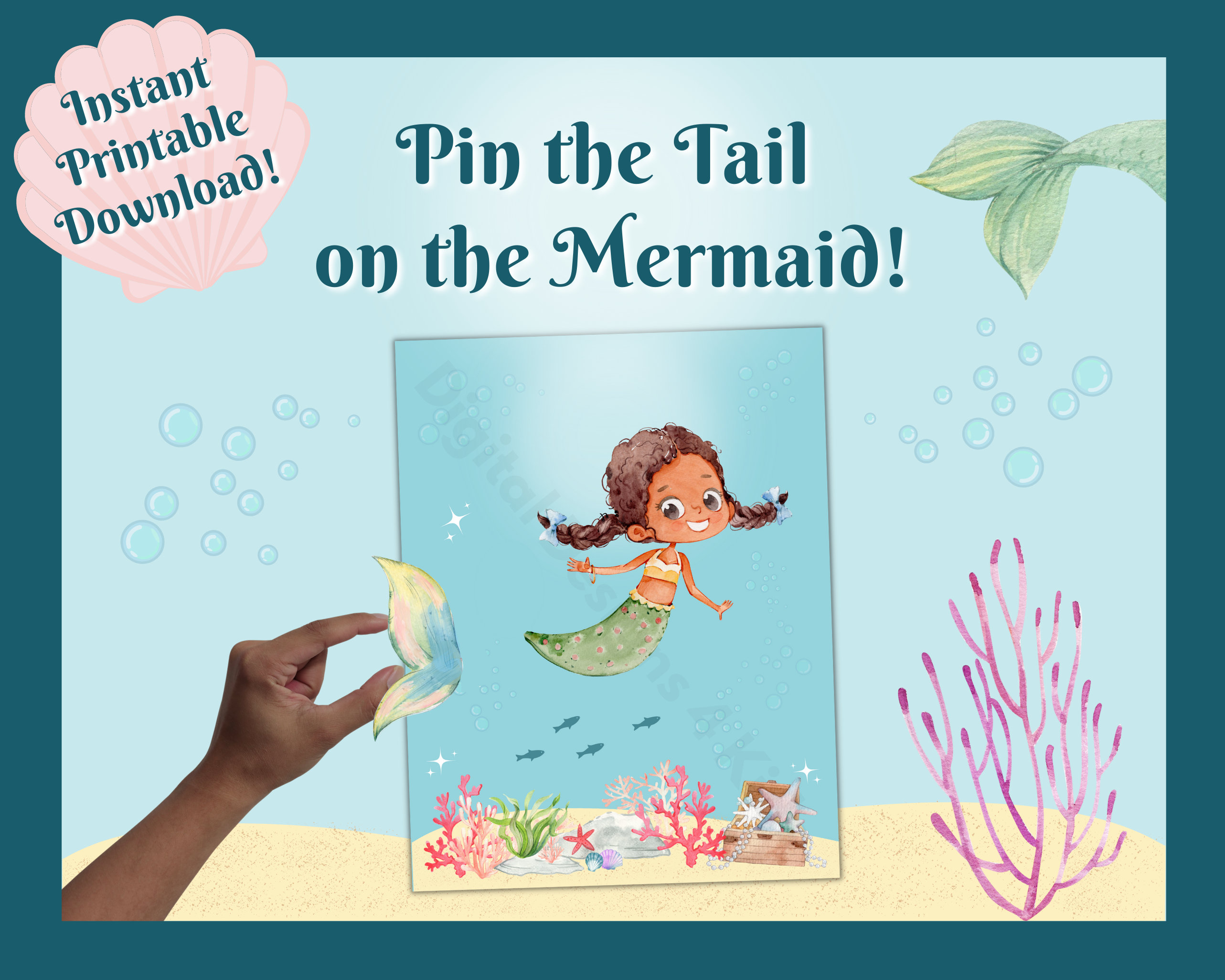 Pin the Tail on the Mermaid Party Game, Mermaid Themed Party - Etsy