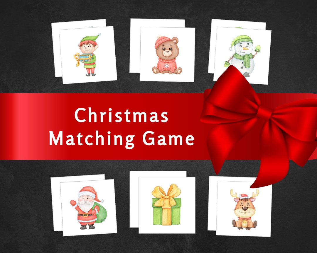 Christmas Matching Game for Kids, Memory Match Game, Christmas ...