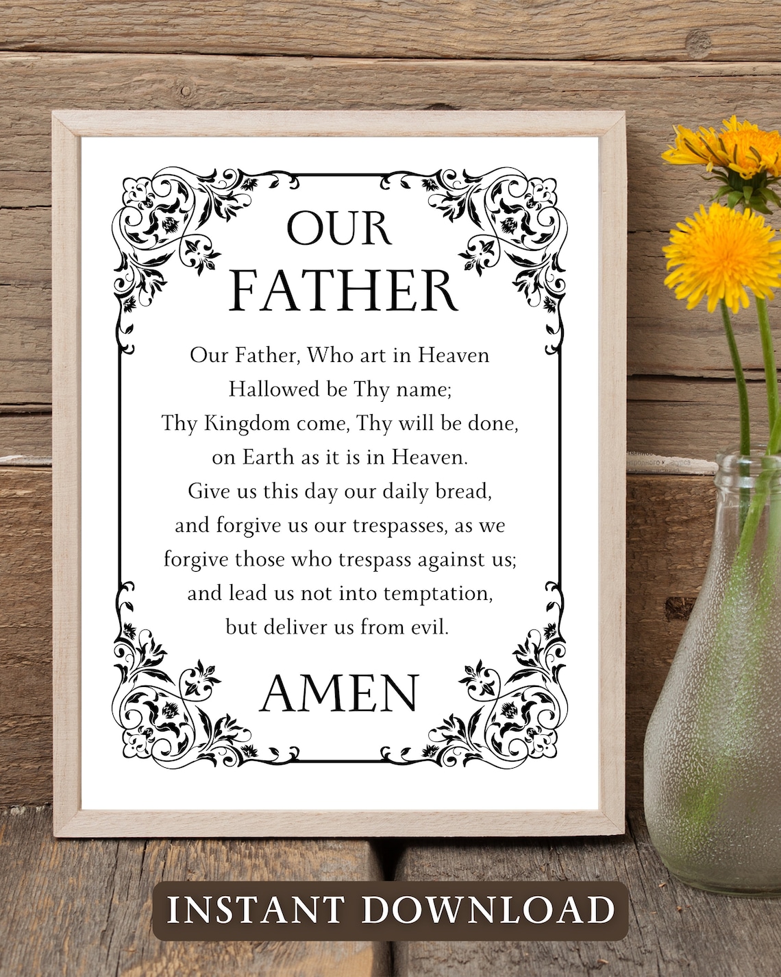 Our Father Prayer, Instant Download, the Lord’s Prayer Printable, Catholic Prayers, Religious ...
