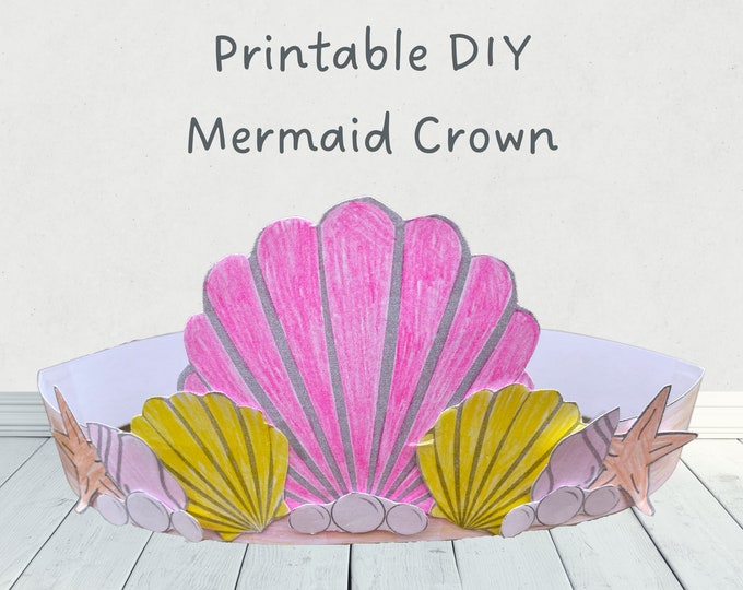 Mermaid Paper Crown Coloring Printable Kids Craft Mermaid Birthday ...