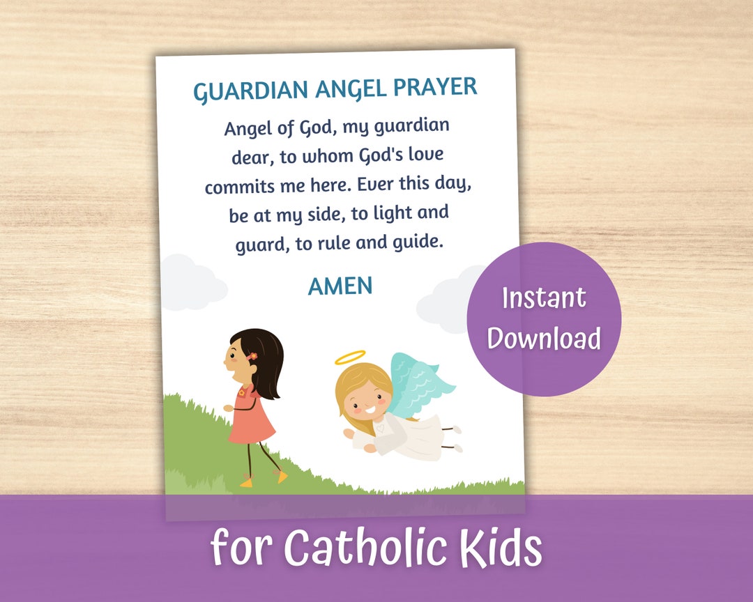 Guardian Angel Prayer Printable, Angel of God Print, Catholic Kids ...