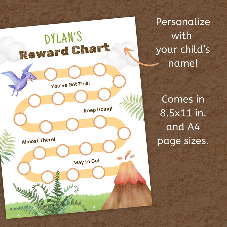 Dinosaur Reward Chart, Toddler Potty Training Chart, Editable Kids ...