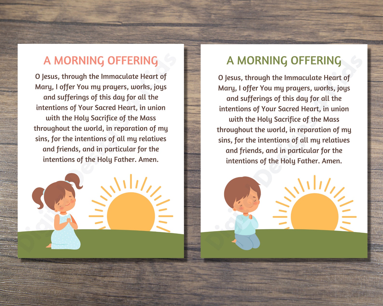 Catholic Morning Offering Printable for Kids, Morning Prayer Print for ...