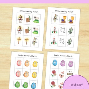 Easter Matching Game for Kids, Easter Story Bible Game, Printable ...