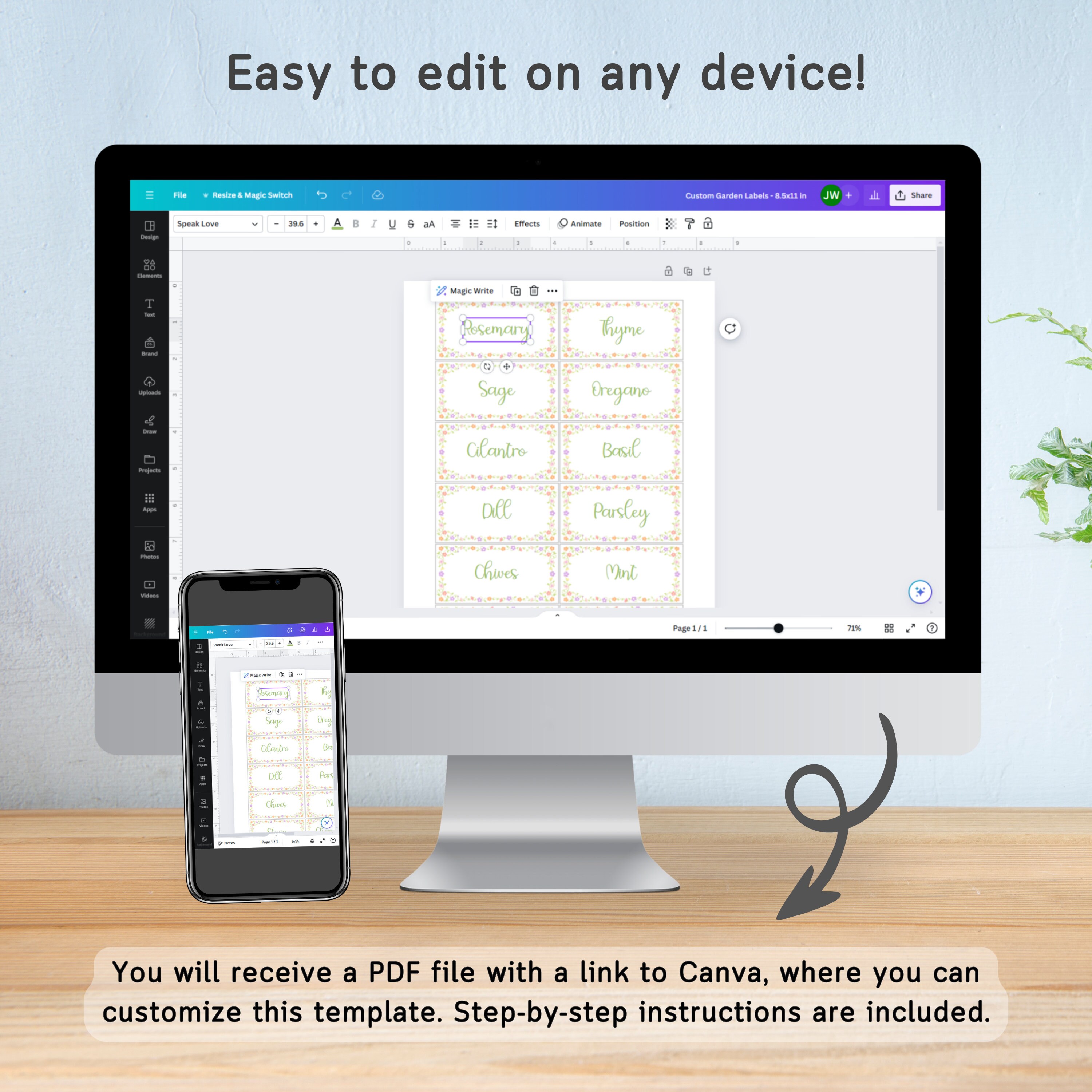 Custom Garden Labels Editable Printable Plant Markers, Hydroponic ...