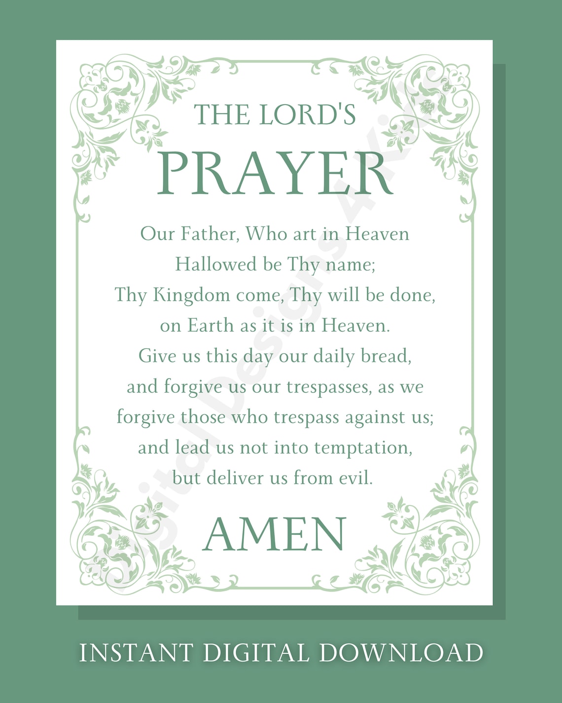 Our Father Prayer Printable, the Lord's Prayer Catholic Home Decor ...