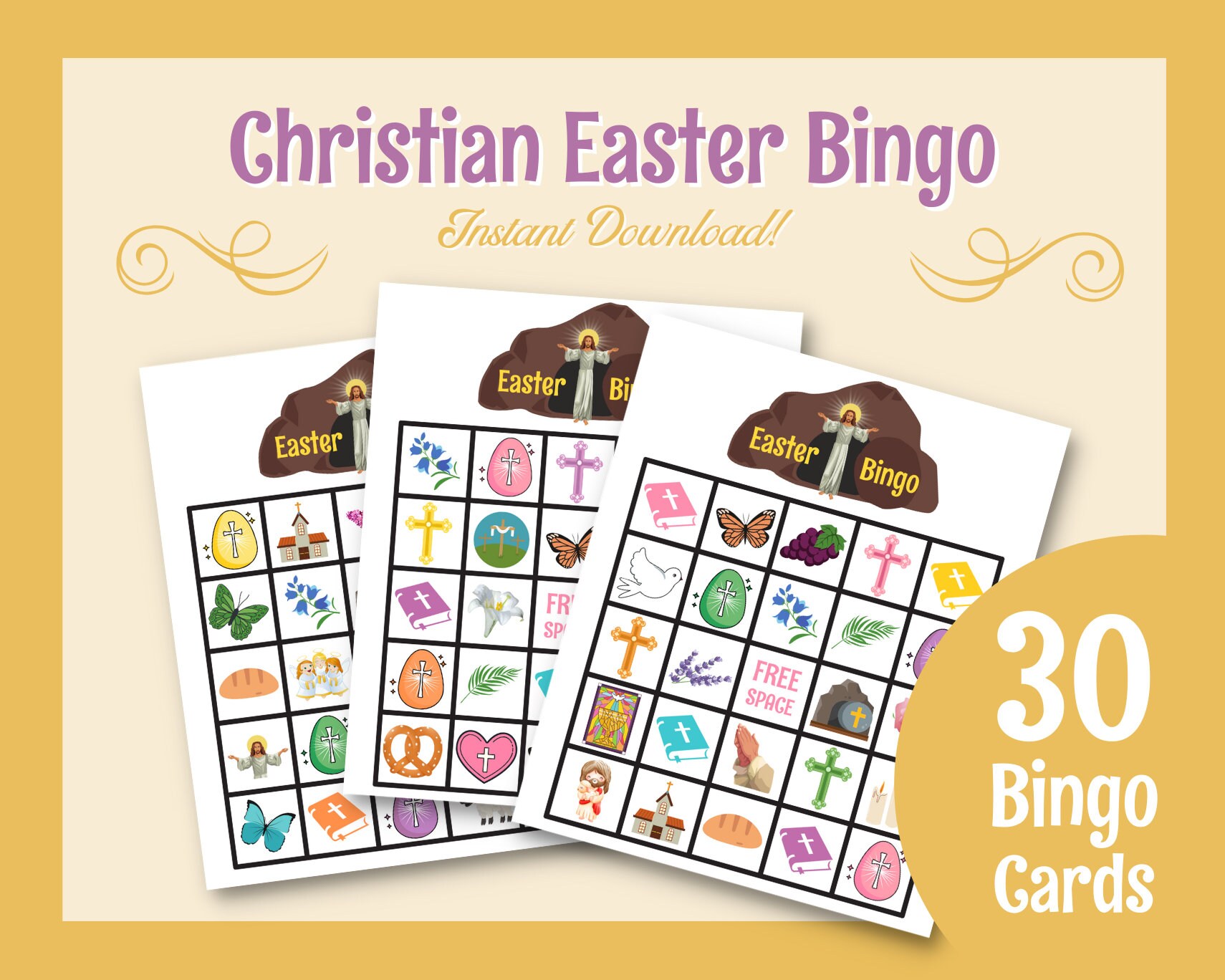 Easter Sunday Bingo Holy Week Printable Catholic Family Bible Game Kids ...