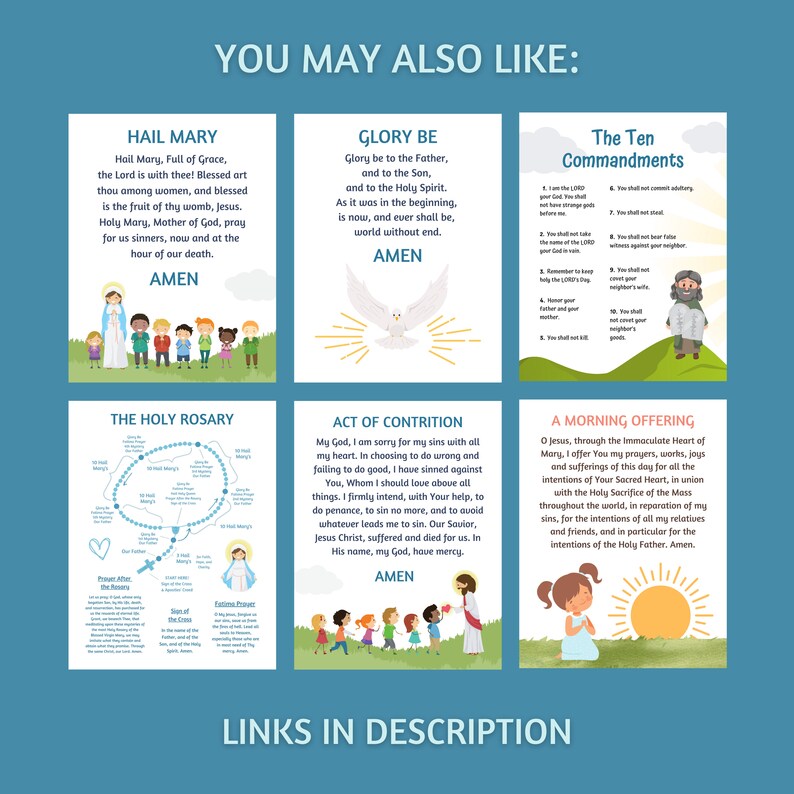 Our Father Prayer Print for Kids Religious, the Lord's Prayer Catholic ...