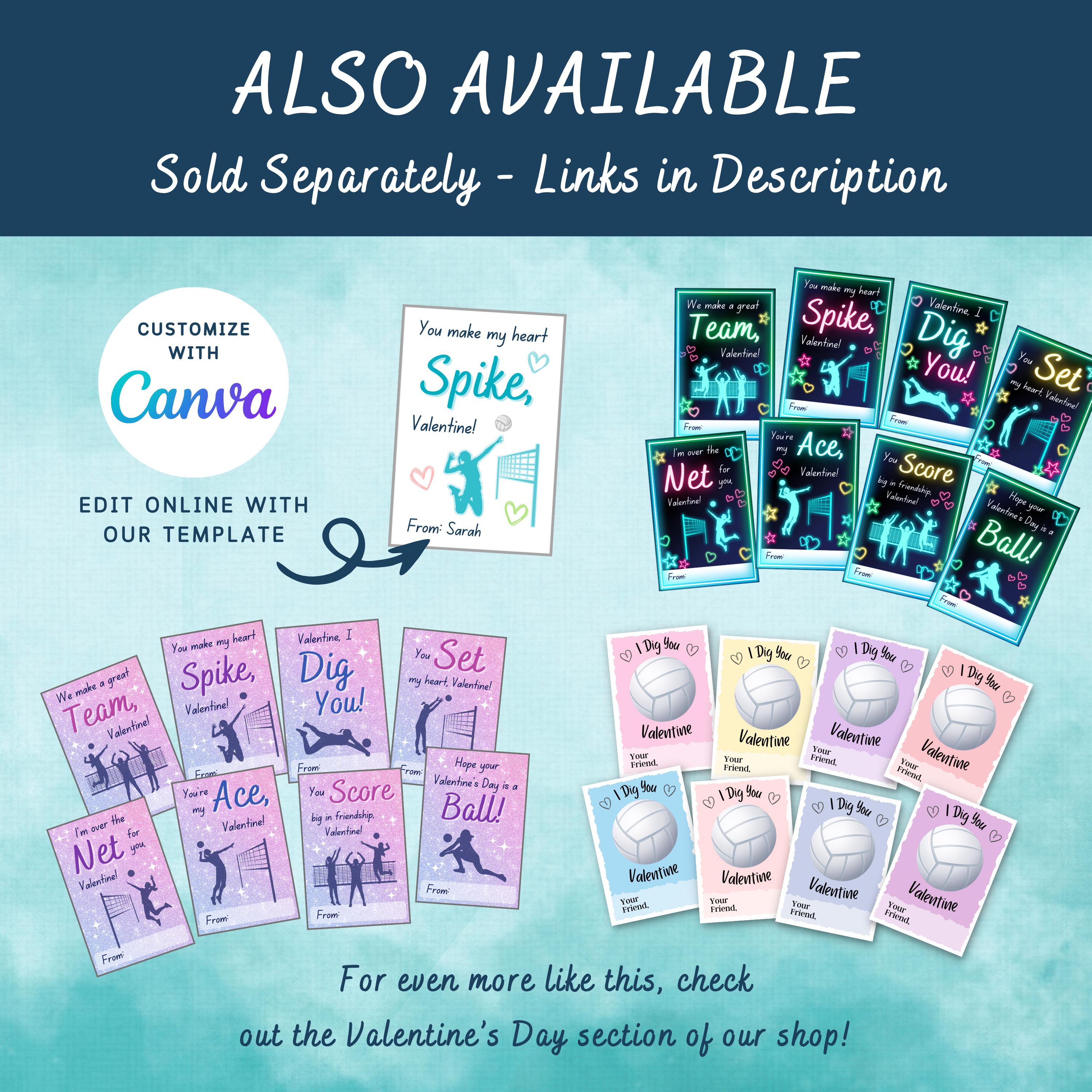 Printable Volleyball Valentine Exchange Cards for Friends, Girls ...