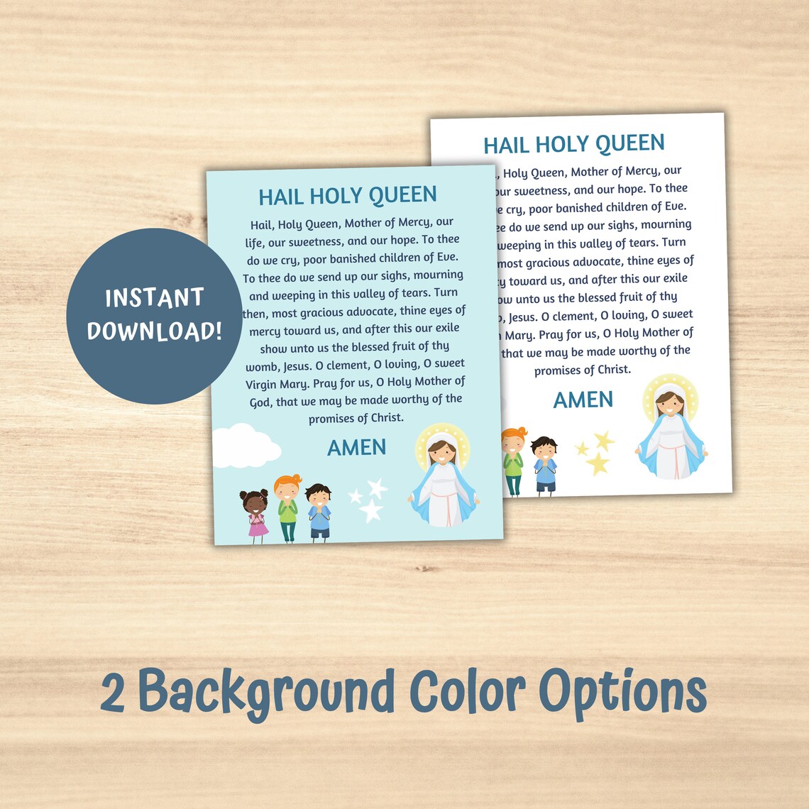 Hail Holy Queen Prayer Poster for Catholic Kids, Sunday School Prayer ...