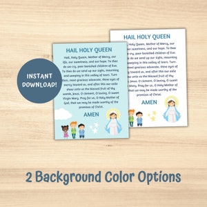 Hail Holy Queen Prayer Poster for Catholic Kids, Sunday School Prayer ...