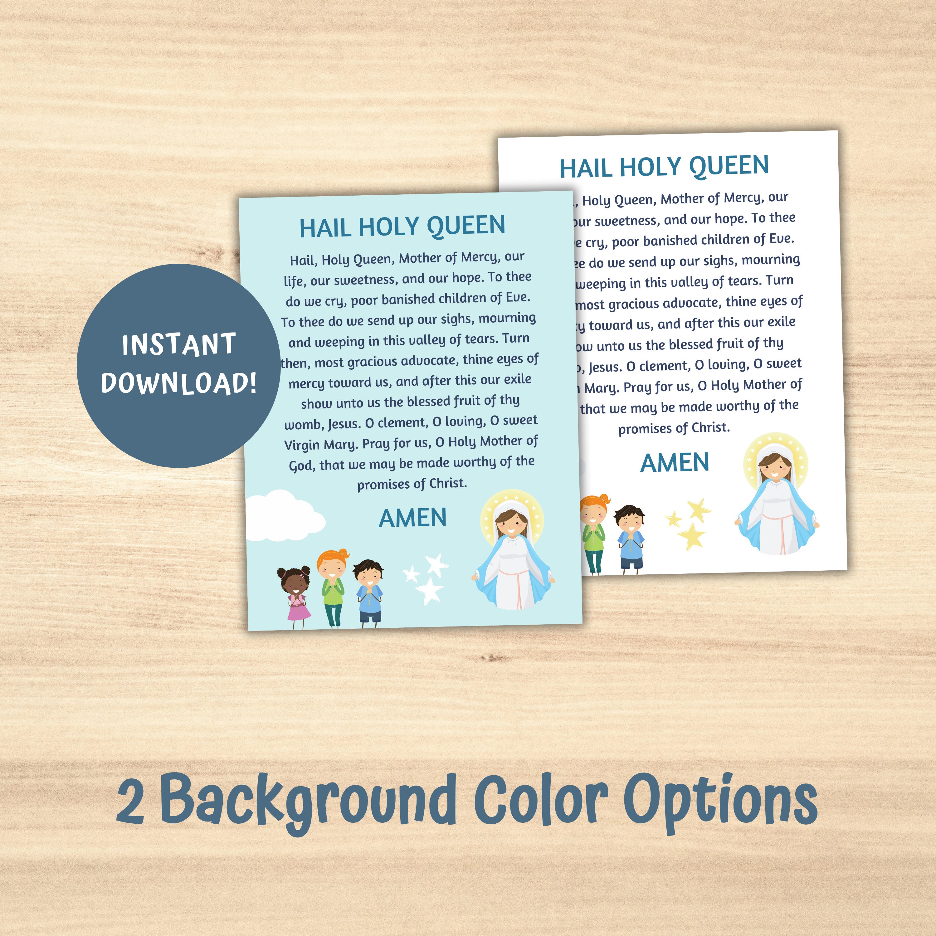 Hail Holy Queen Prayer Poster for Catholic Kids, Sunday School Prayer ...