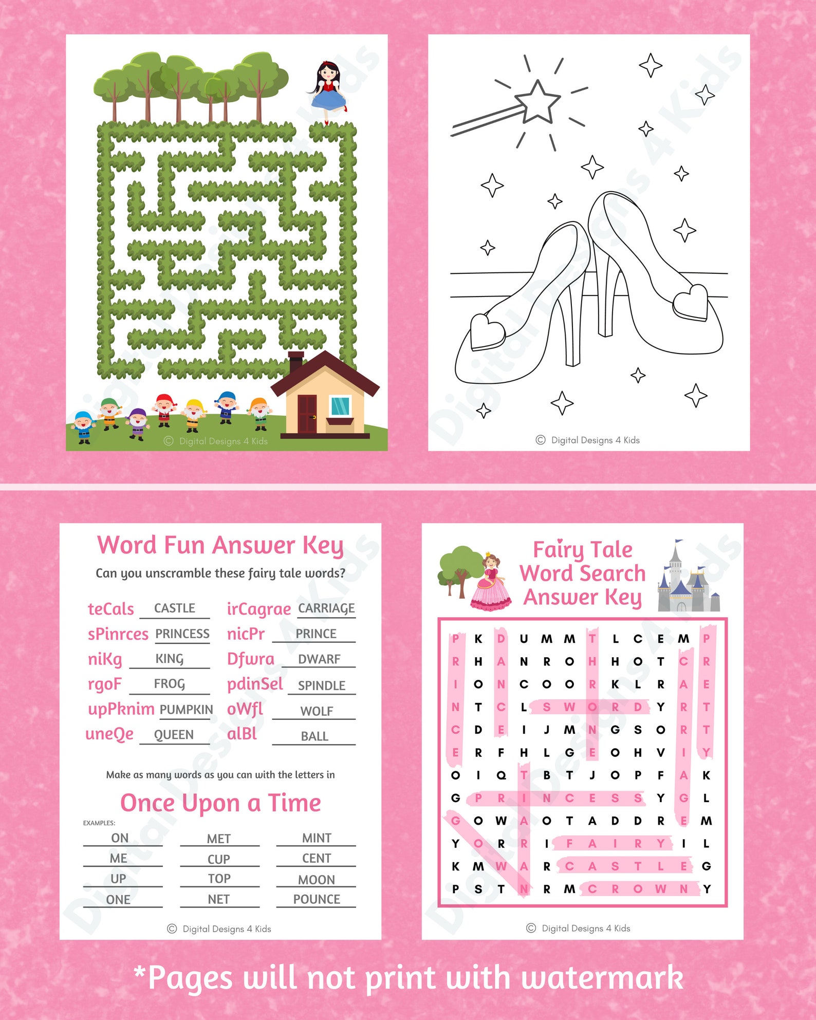 Princess Fairy Tale Activity Pack, Road Trip Activity Book for Kids - Etsy