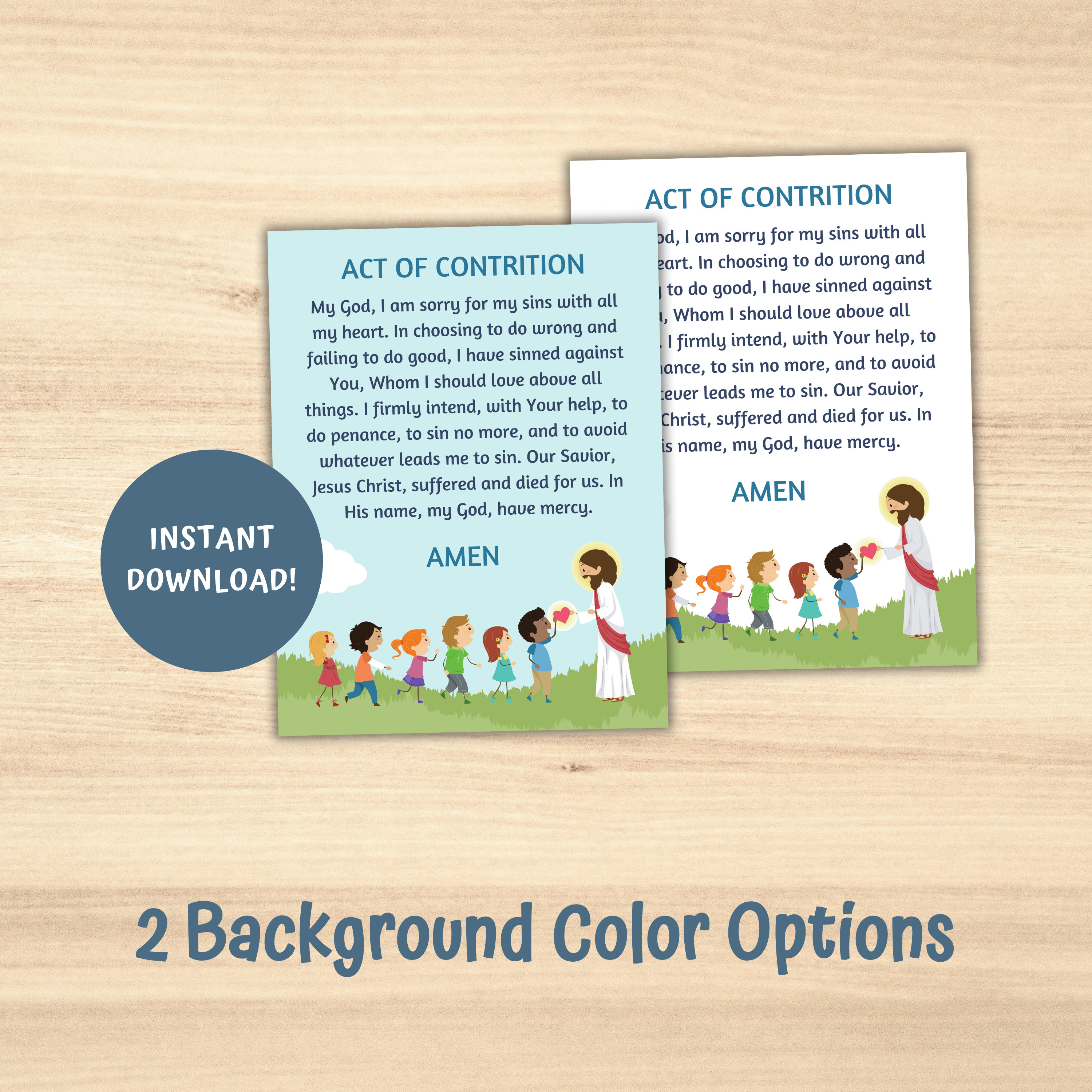 Act of Contrition Poster Prayer for Kids, Reconciliation Catholic ...