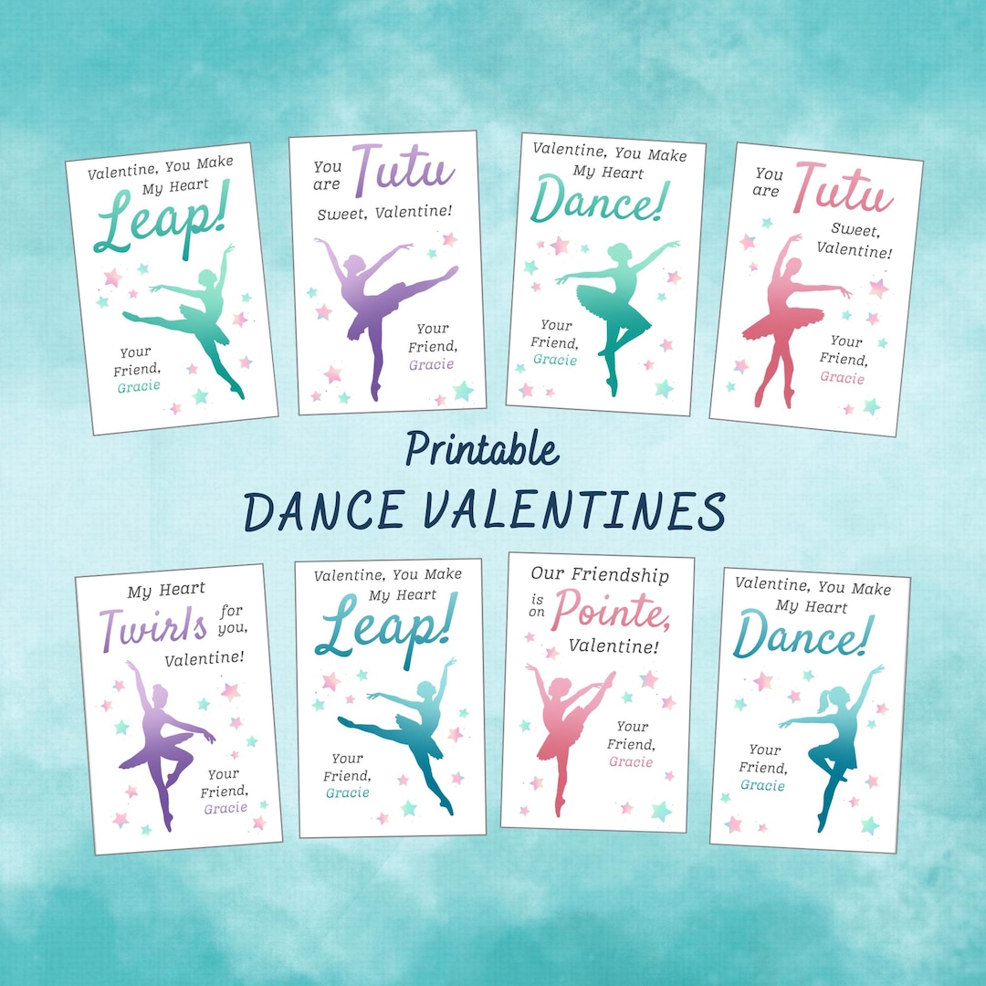Printable Ballerina Valentine Cards, Girls Ballet Valentines Exchange ...