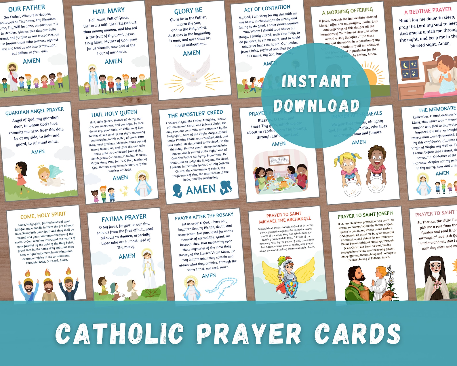 Church Prayer Cards Catholic Classroom Homeschooling Printable Prayer ...