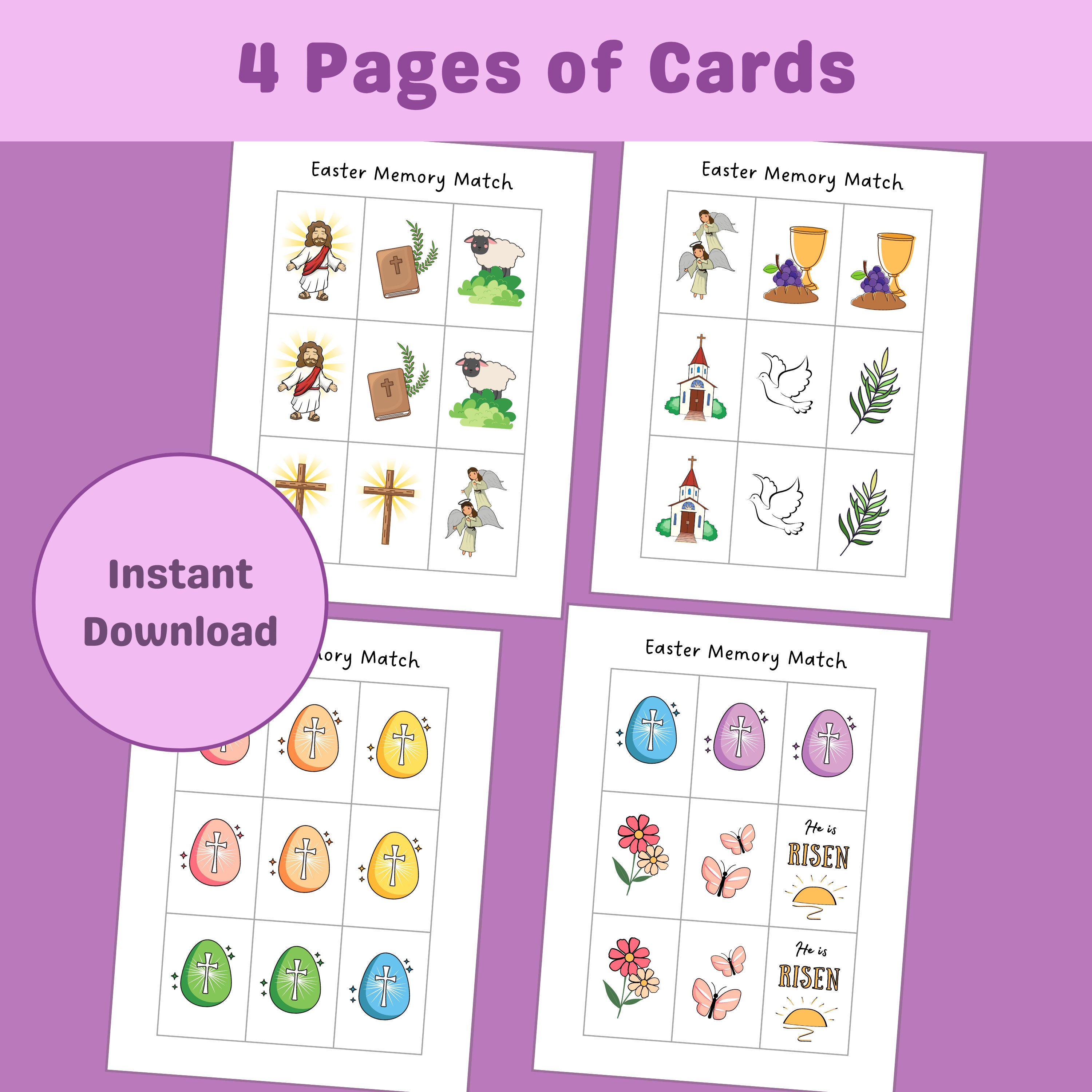 Holy Week Preschool Matching Game Christian Easter Family Games Toddler ...