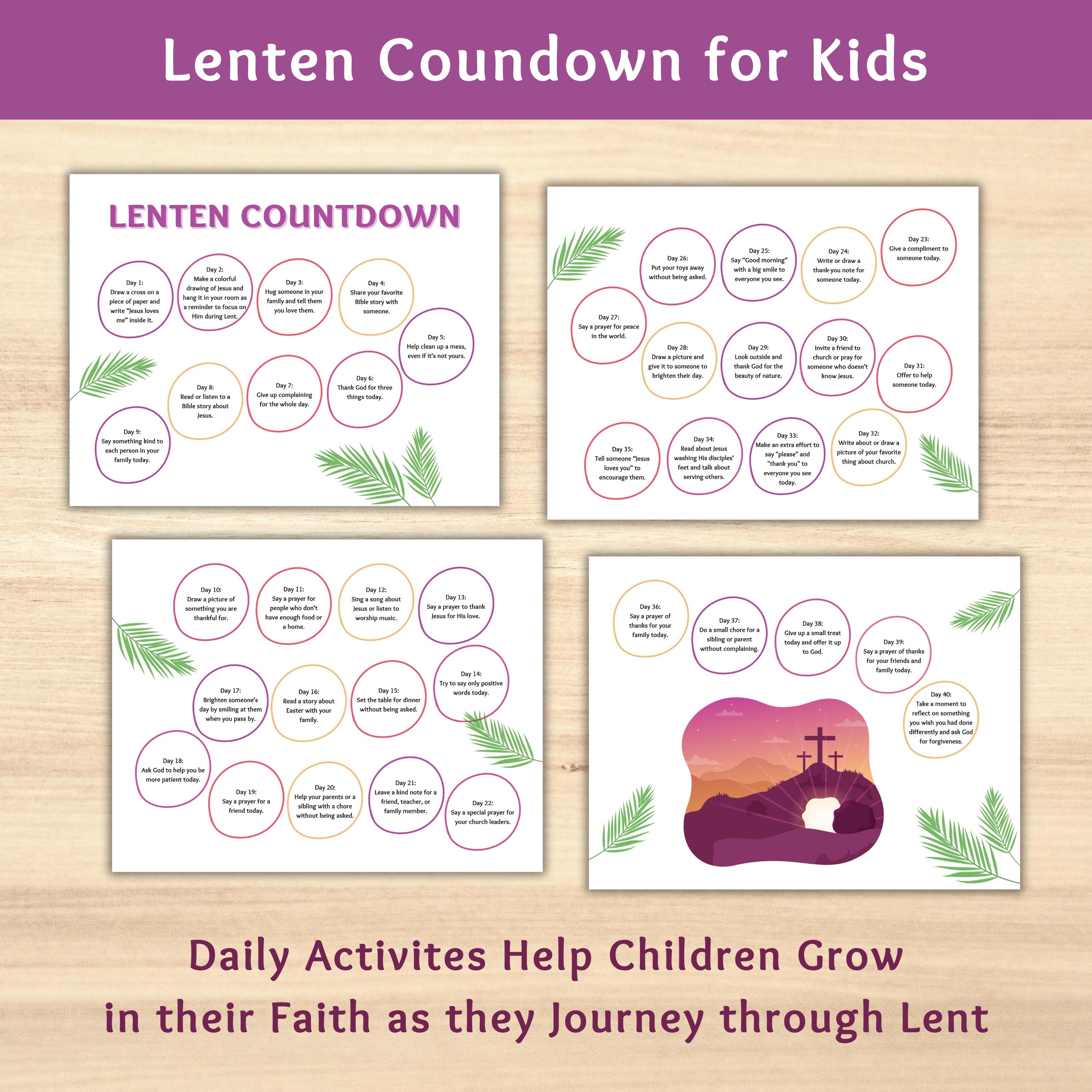 Lenten Countdown Calendar Printable, 40 Day Countdown From Ash ...