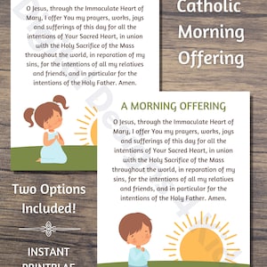Catholic Morning Offering Printable for Kids, Morning Prayer Print for ...