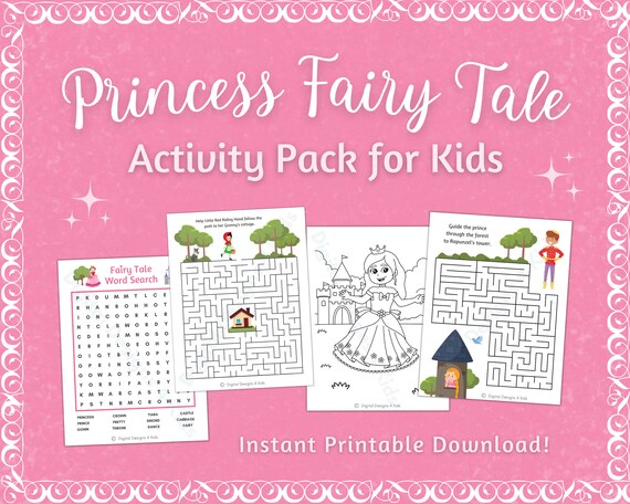 Princess Fairy Tale Activity Pack Road Trip Activity Book for - Etsy