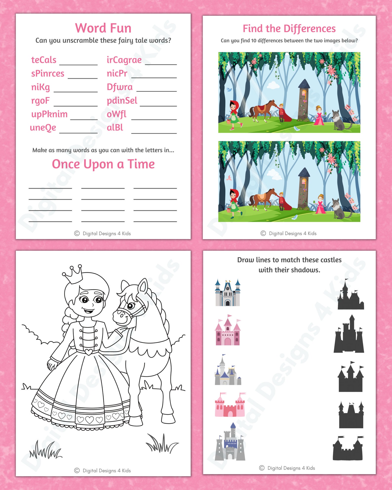 Princess Fairy Tale Activity Pack, Road Trip Activity Book for Kids - Etsy