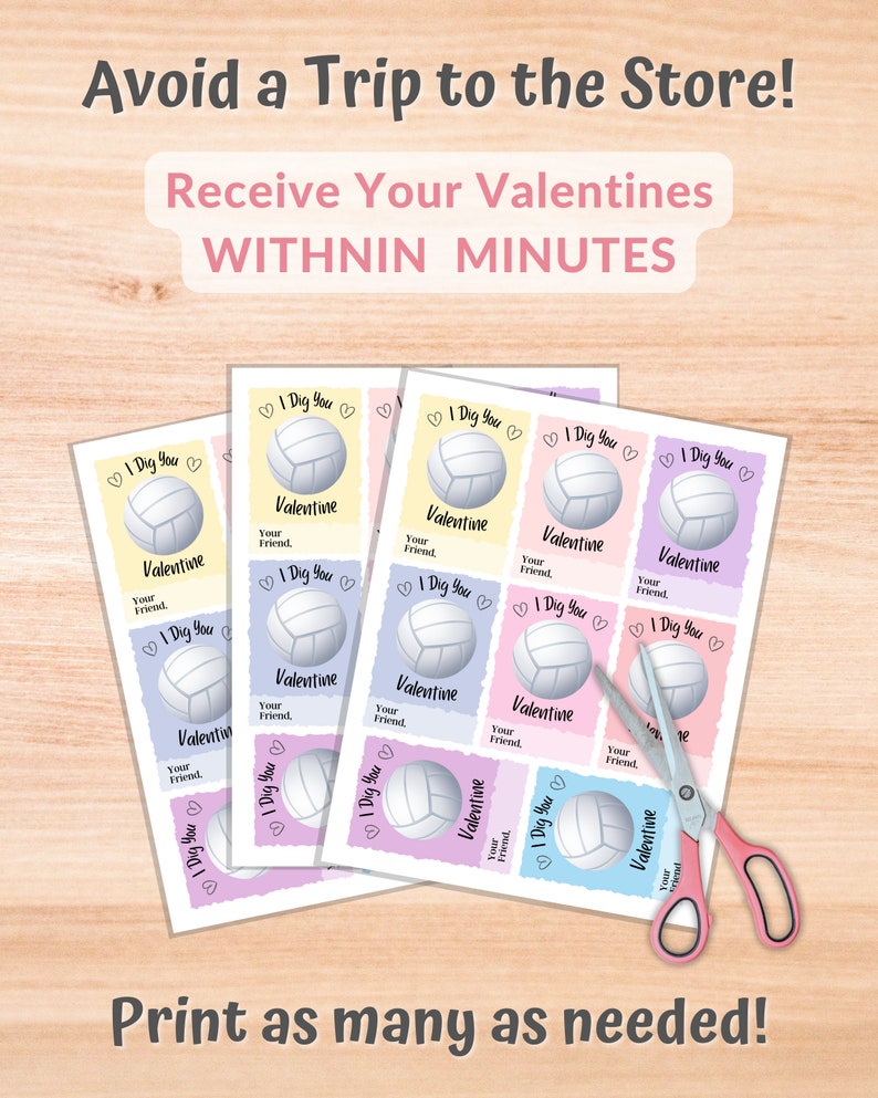 Volleyball Valentines Day Cards, Sports Valentines Cards, School ...