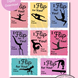 Gymnastics Printable Valentines Day Cards for Girls / Girl | Etsy