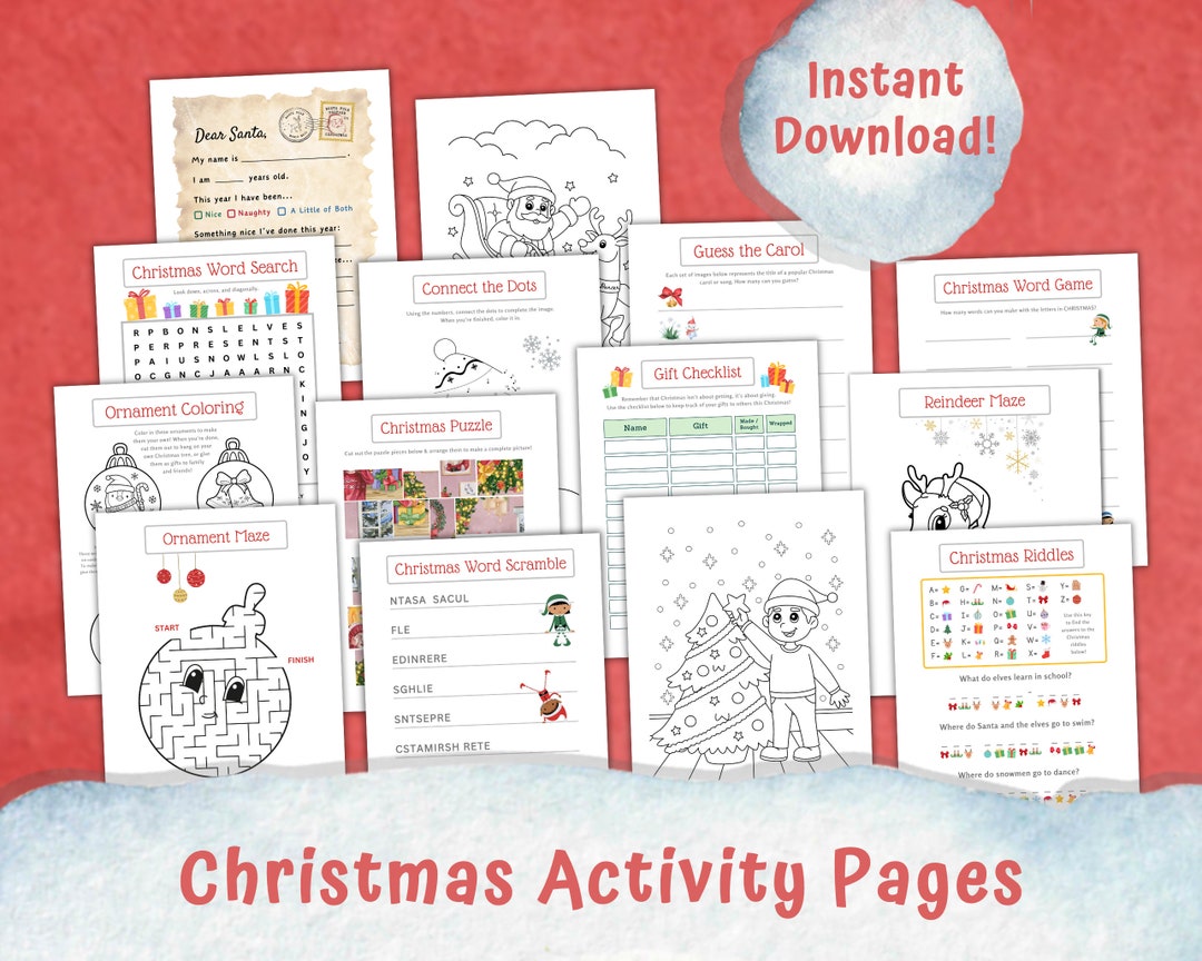 Christmas Activity Pages, Kids Christmas Party Games, Christmas ...
