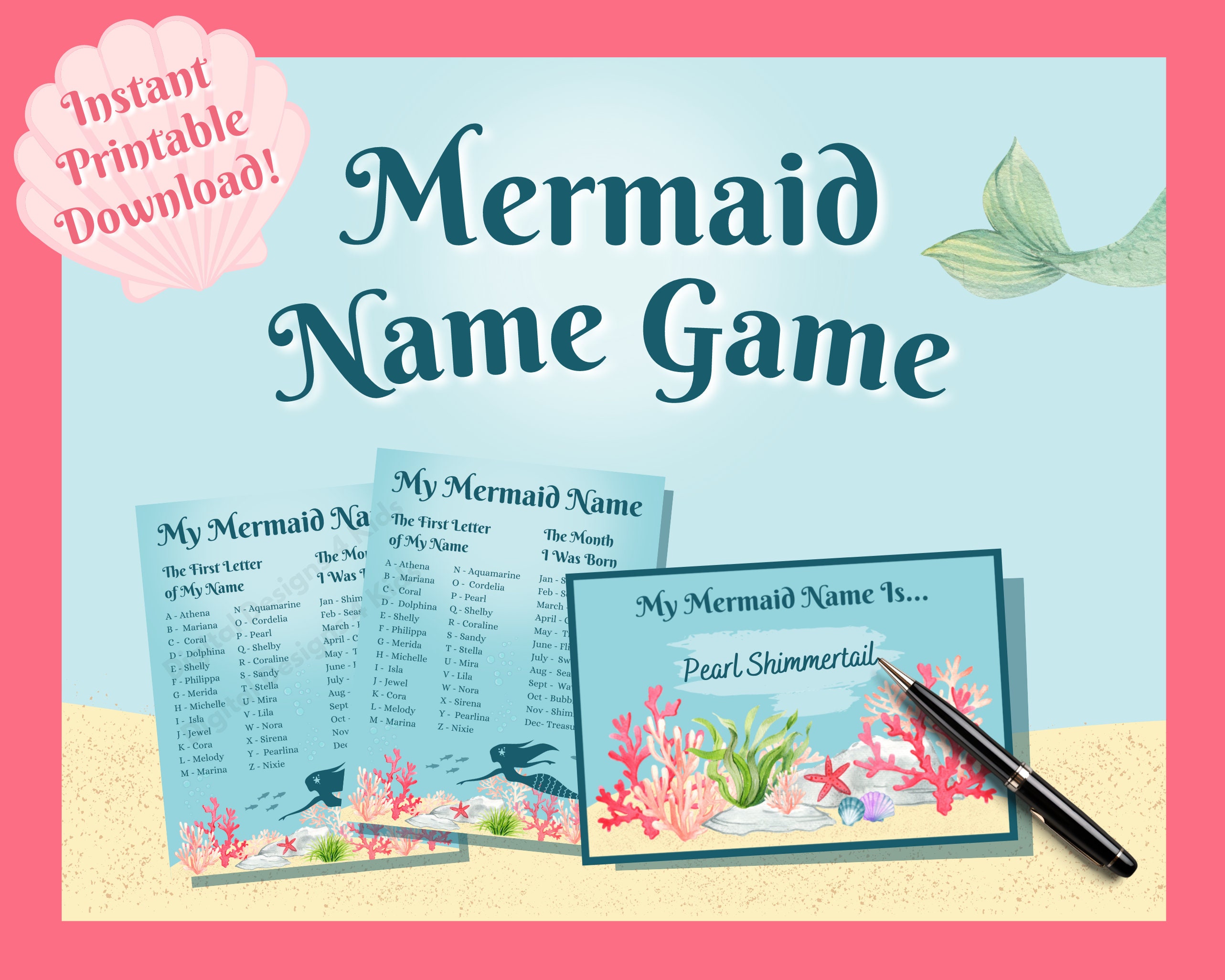 What's Your Mermaid Name Mermaid Name Kids Game, Activity for Kids ...