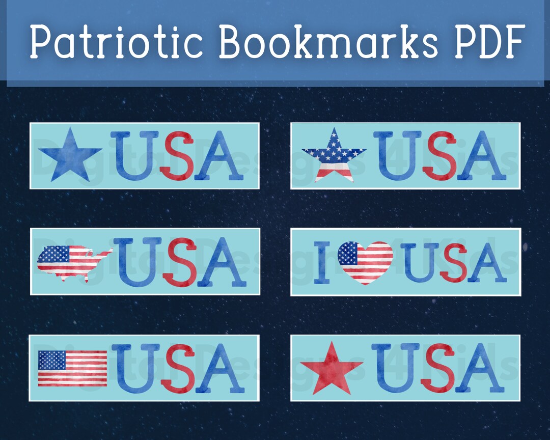 American Patriotic Bookmarks, USA Printable Bookmarks - Etsy UK