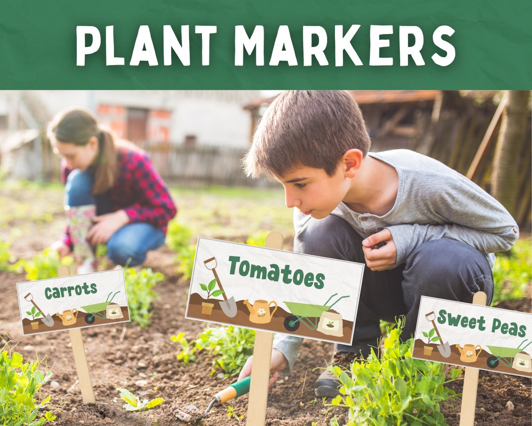 Kids Gardening Signs Custom Plant Markers, Raised Garden Bed Greenhouse ...