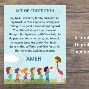 Act of Contrition Prayer Print for Kids Catholic Education - Etsy