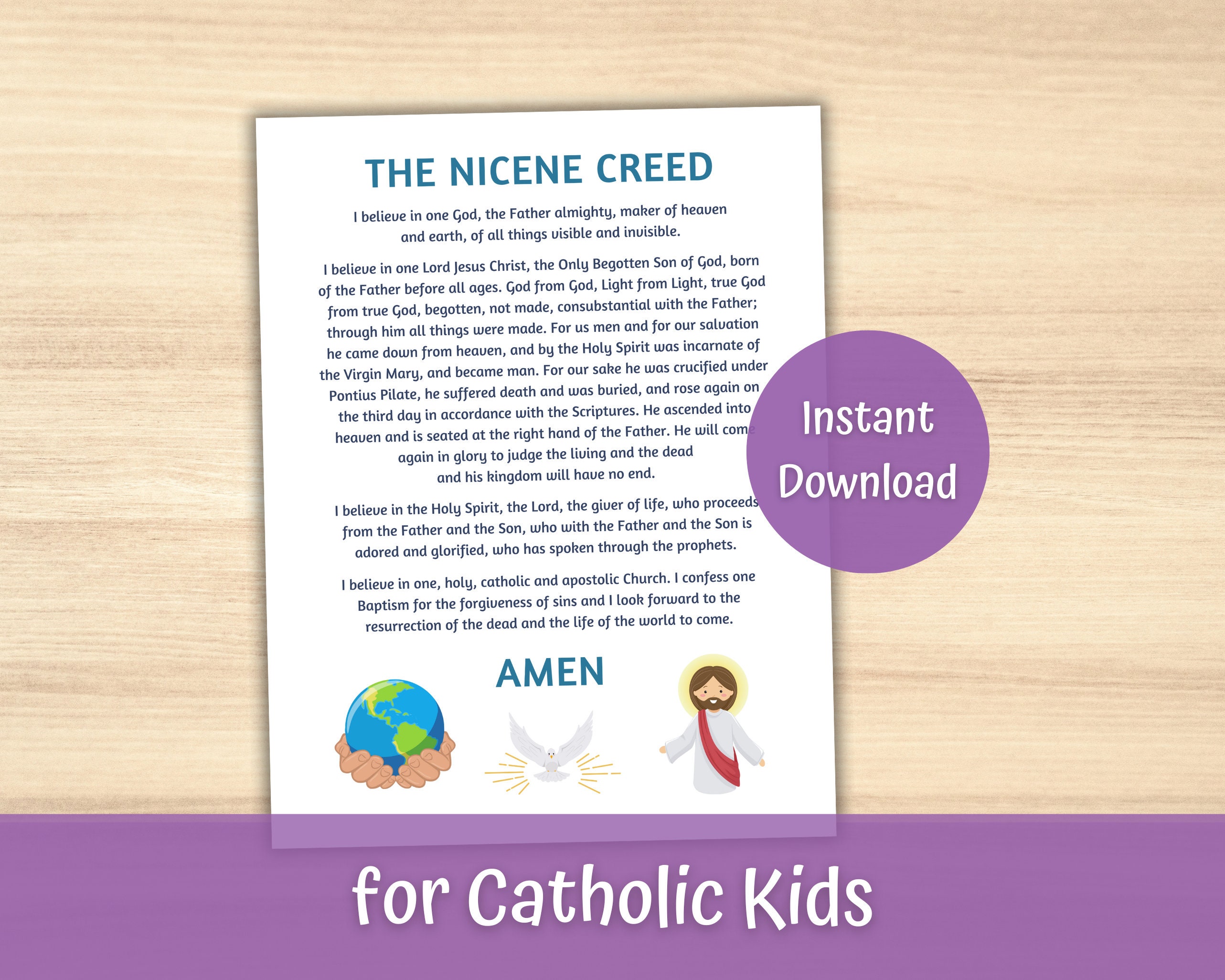 Nicene Creed Prayer for Kids, Catholic Faith Prayer Printable, Catholic ...