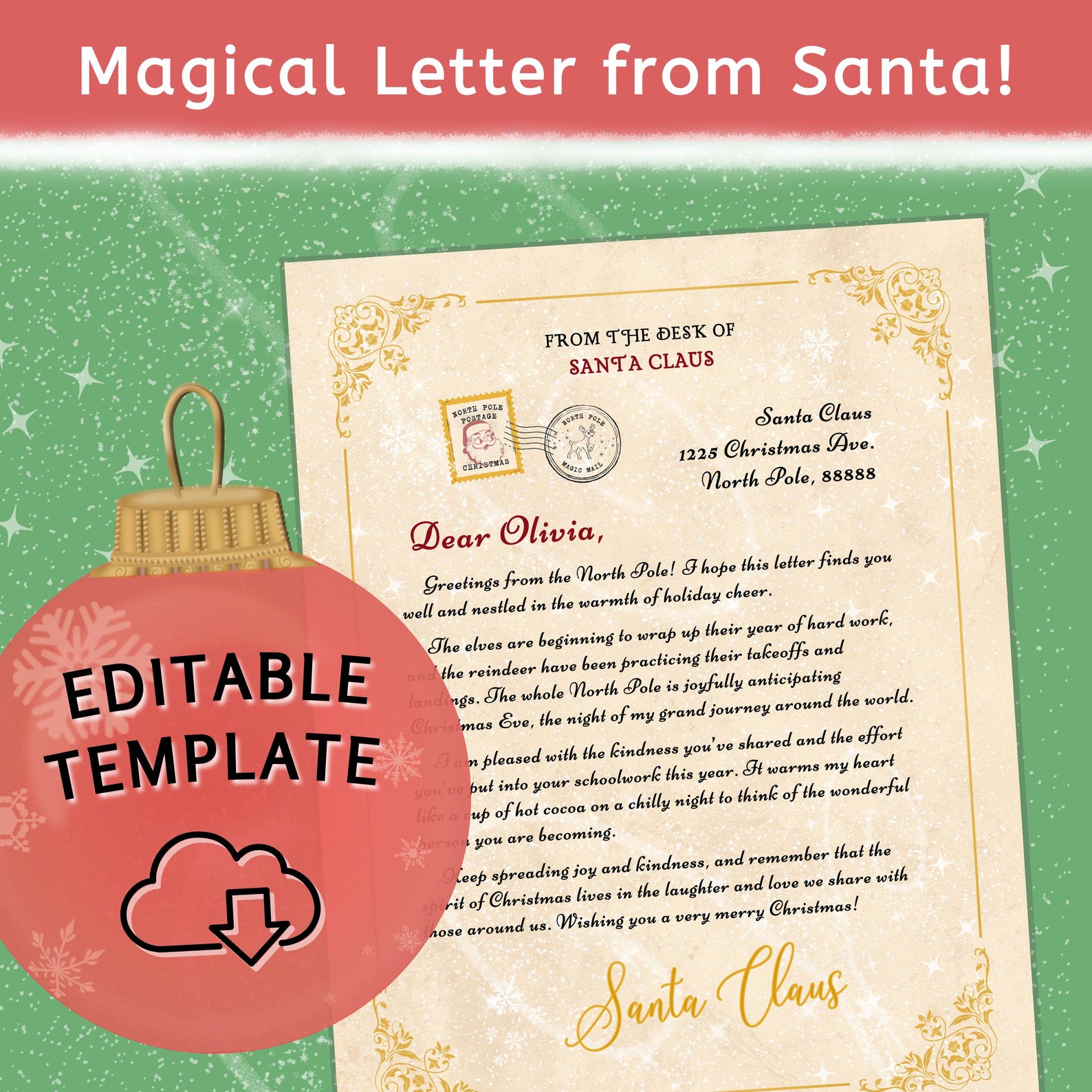 Editable Letter From Santa Claus Xmas Eve Box Idea, Printable Christmas ...