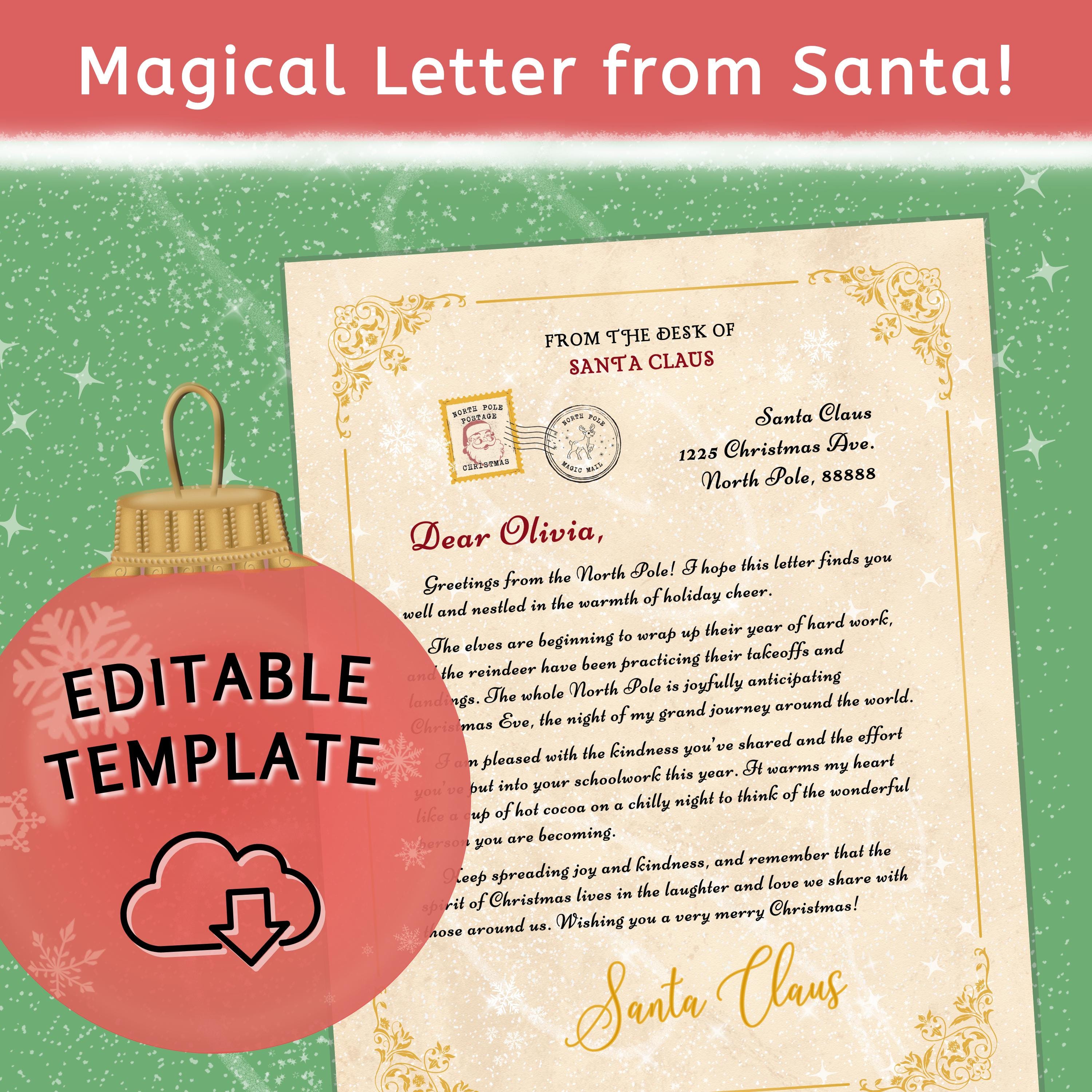 Editable Letter From Santa Claus Xmas Eve Box Idea, Printable Christmas ...