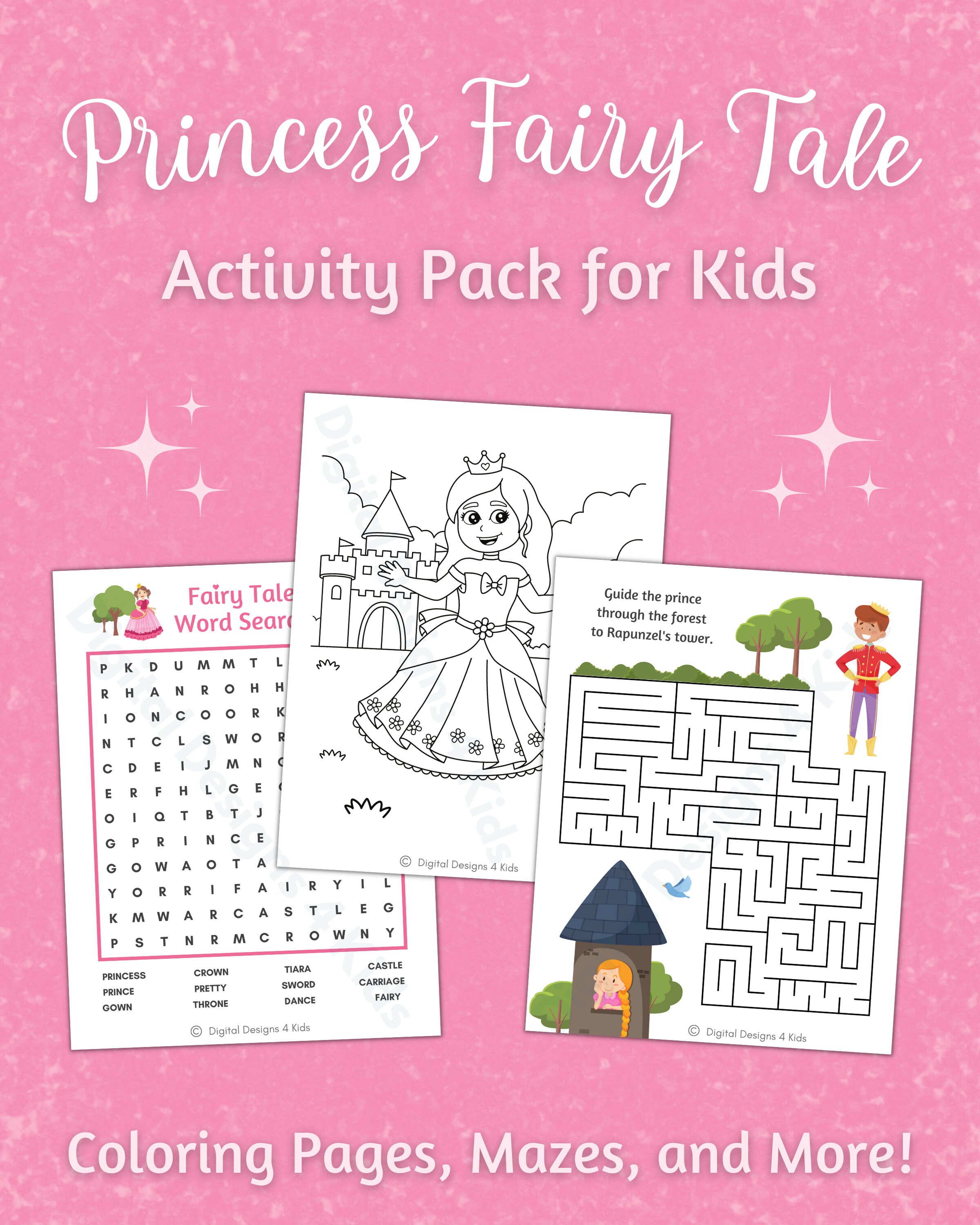 Princess Fairy Tale Activity Pack, Road Trip Activity Book for Kids - Etsy