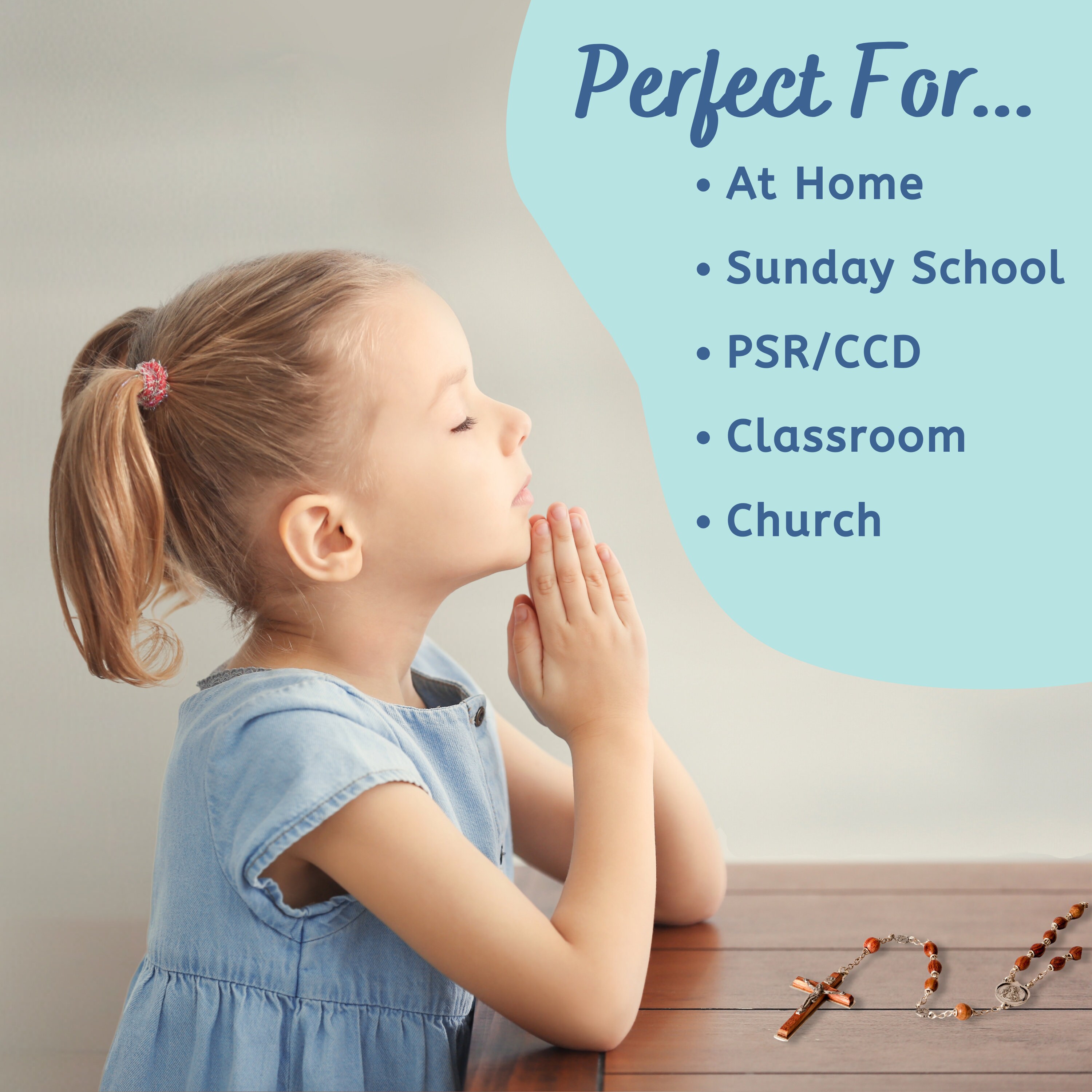 Traditional Catholic Rosary Prayer Cards Kids Sunday School Catholic ...