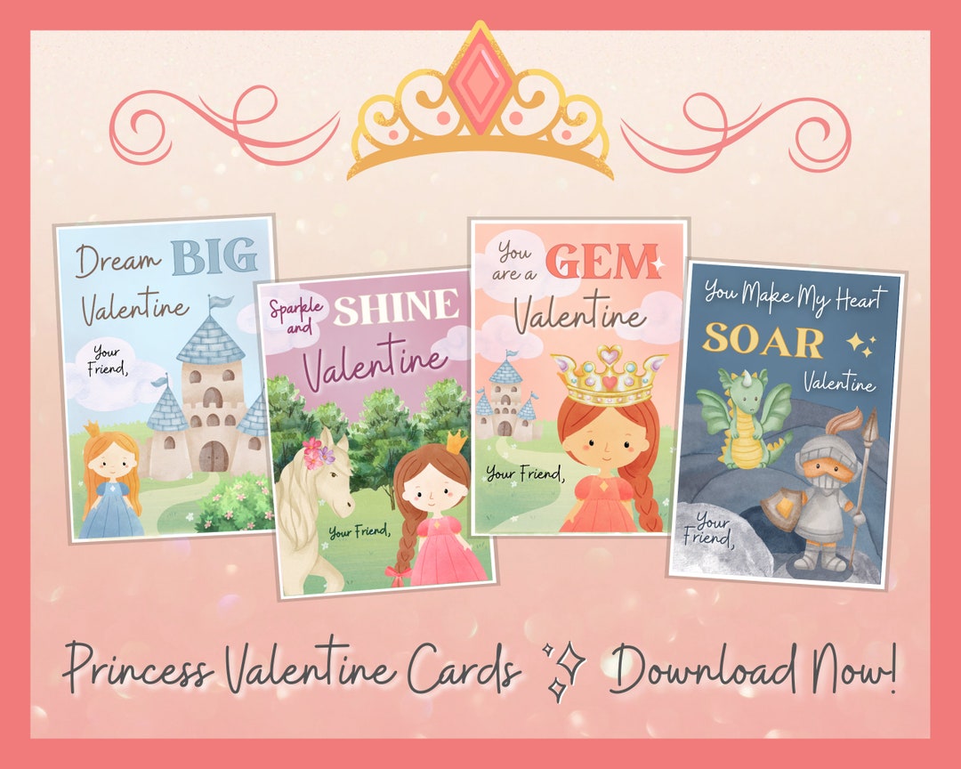 Fairytale Princess Valentines Day Cards, Cute Princess Valentine Cards ...