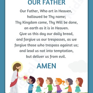 Our Father Prayer Printable for Kids Religious the Lord's - Etsy Australia