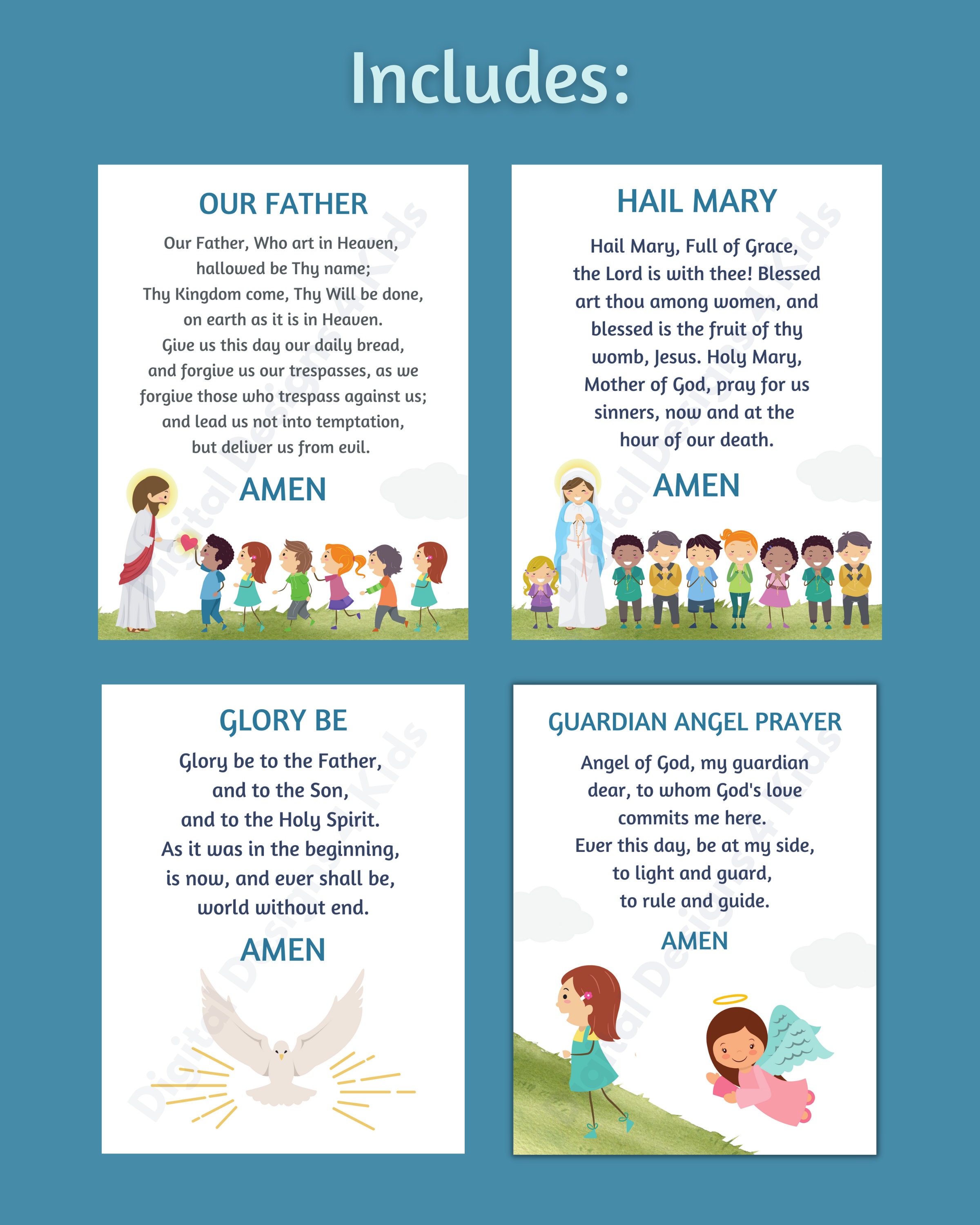 Kids Religious Catholic Prayer Prints Set of 10 Prayers for - Etsy