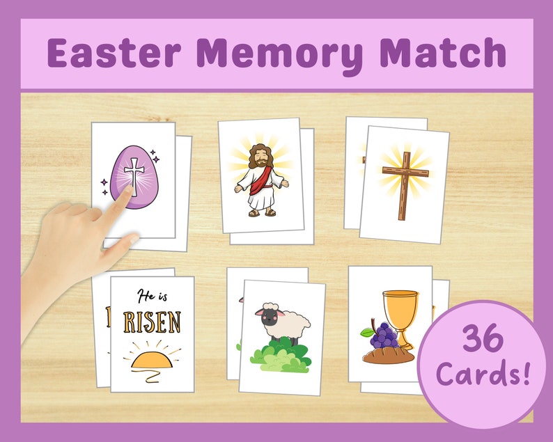 Easter Matching Game for Kids, Easter Story Bible Game, Printable ...