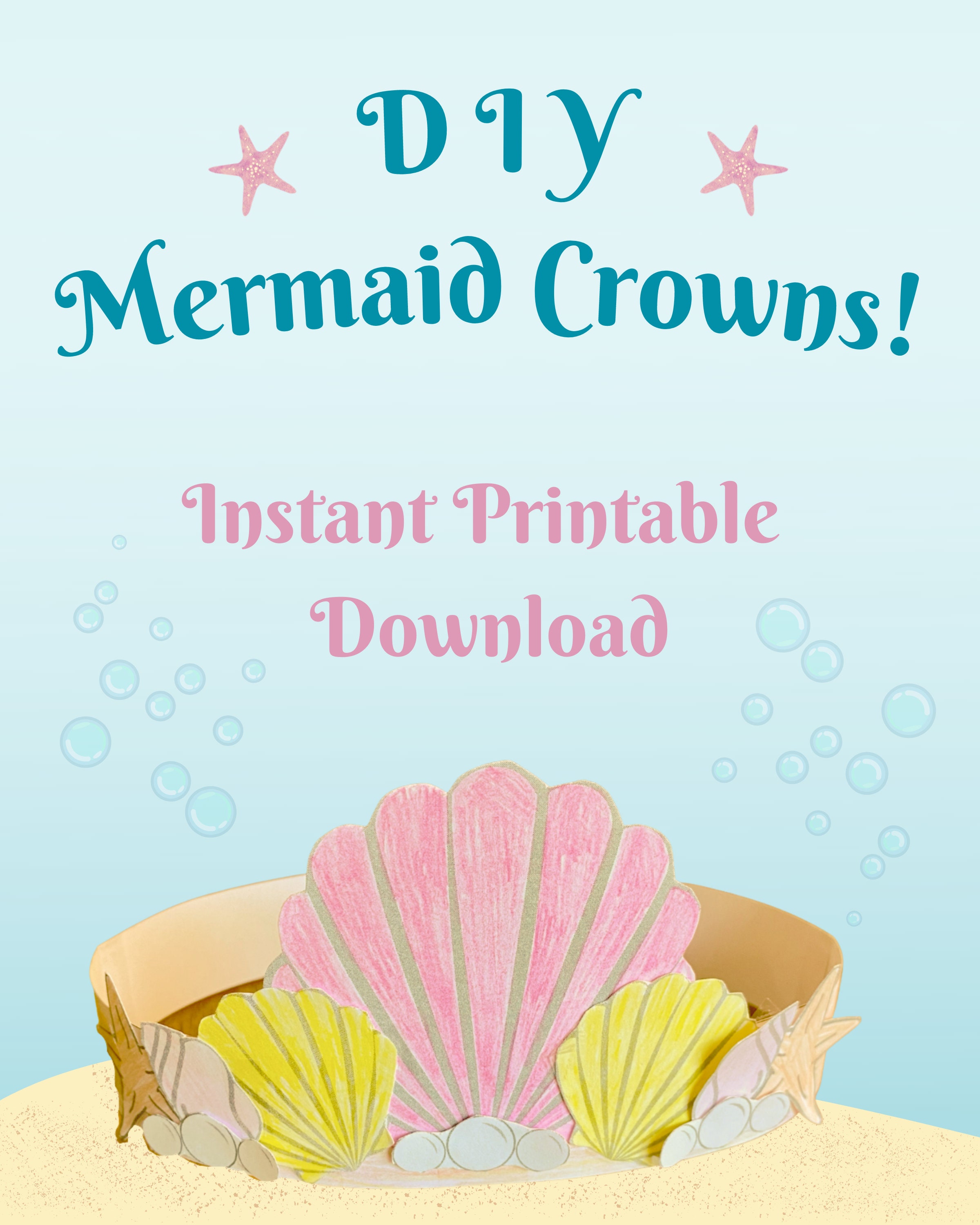 Mermaid Paper Crown Printable DIY Activity for Kids - Etsy
