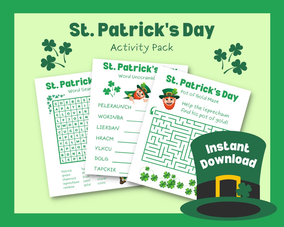 St. Patrick’s Day Kids Activities, Saint Patty's Day Word Search, Word ...